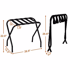 Heybly Luggage Rack, Pack of 4,Steel Folding Suitcase Stand for Guest Room Bedroom Hotel,Black,HLR001B4