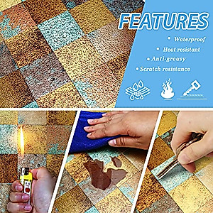 HomeyMosaic Peel and Stick Backsplash Tile Stick on Kitchen Fireplace Bathroom Plaid in Rust Retro Copper,5-Sheet
