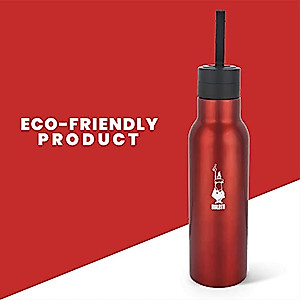 Bialetti - Stainless-steel Water Bottle 25oz: Double-Layered Vacuum Insulated, Keeps Drink Cold for 24 Hours and Hot for 12 Hours, Red