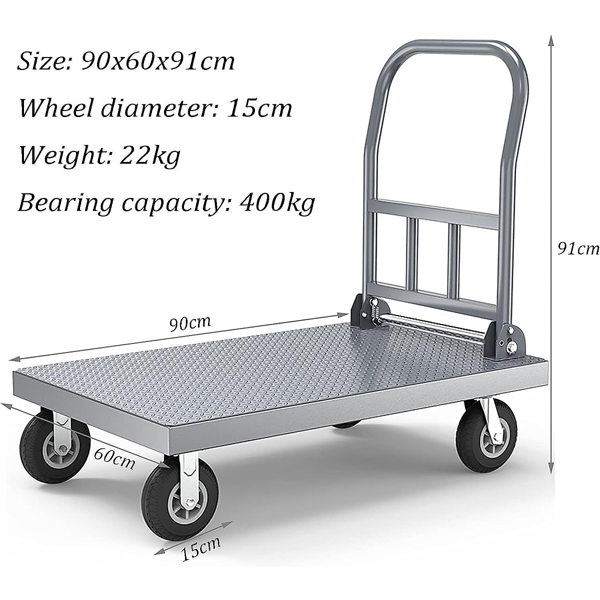 Platform Truck Platform Truck Metal Folding Push Cart with Wheels Flat Handtruck Load 500 Kg Moving Dolly Cart Portable Flatbed Cart Reliable