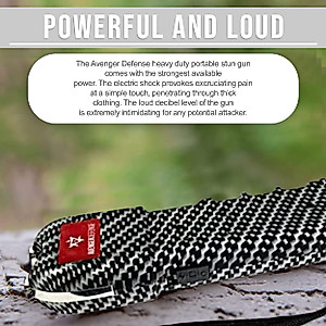 Avenger Defense Stun Gun for Self Defense - Protection Device for Women - Portable LED Flashlight (Cream White, Plastic)