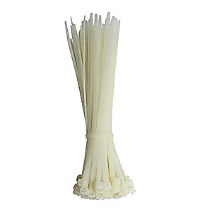 QualGear CT4-W-100-P Self-Locking Cable Ties, 8-Inch, White 100/Poly Bag