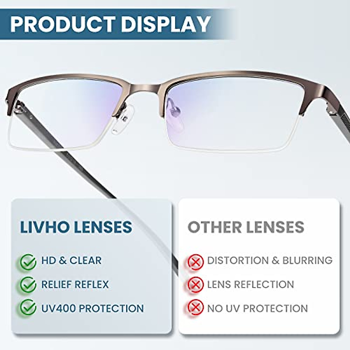 livho Blue Light Blocking Computer Glasses,Anti Eyestrain UV Ray,Sleep Better Women Men