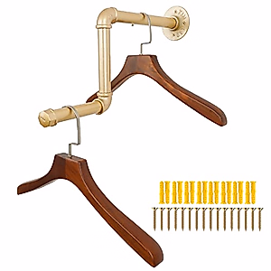 AddGrace Pipe Clothing Rack 2Pack 18Inch Detachable Garment Rack DIY Wall Mounted Industrial Pipe Clothing Hanging Rack for Home and Clothing Store (Gold) 46cm