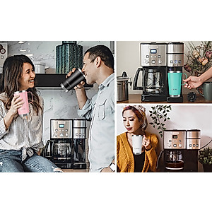 DLOCCOLD Insulated Coffee Mug with Handle Stainless Steel Travel Coffee Cup with Lid Spill Proof Reusable Thermos Coffee Cups for Men Women Car Cup holder Friendly (Purple, 20 oz)