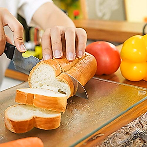 Murrey Home Glass Cutting Board for Kitchen Dishwasher Safe with Rubber Feet,Large Round Tempered Glass Cutting Board Set of 4