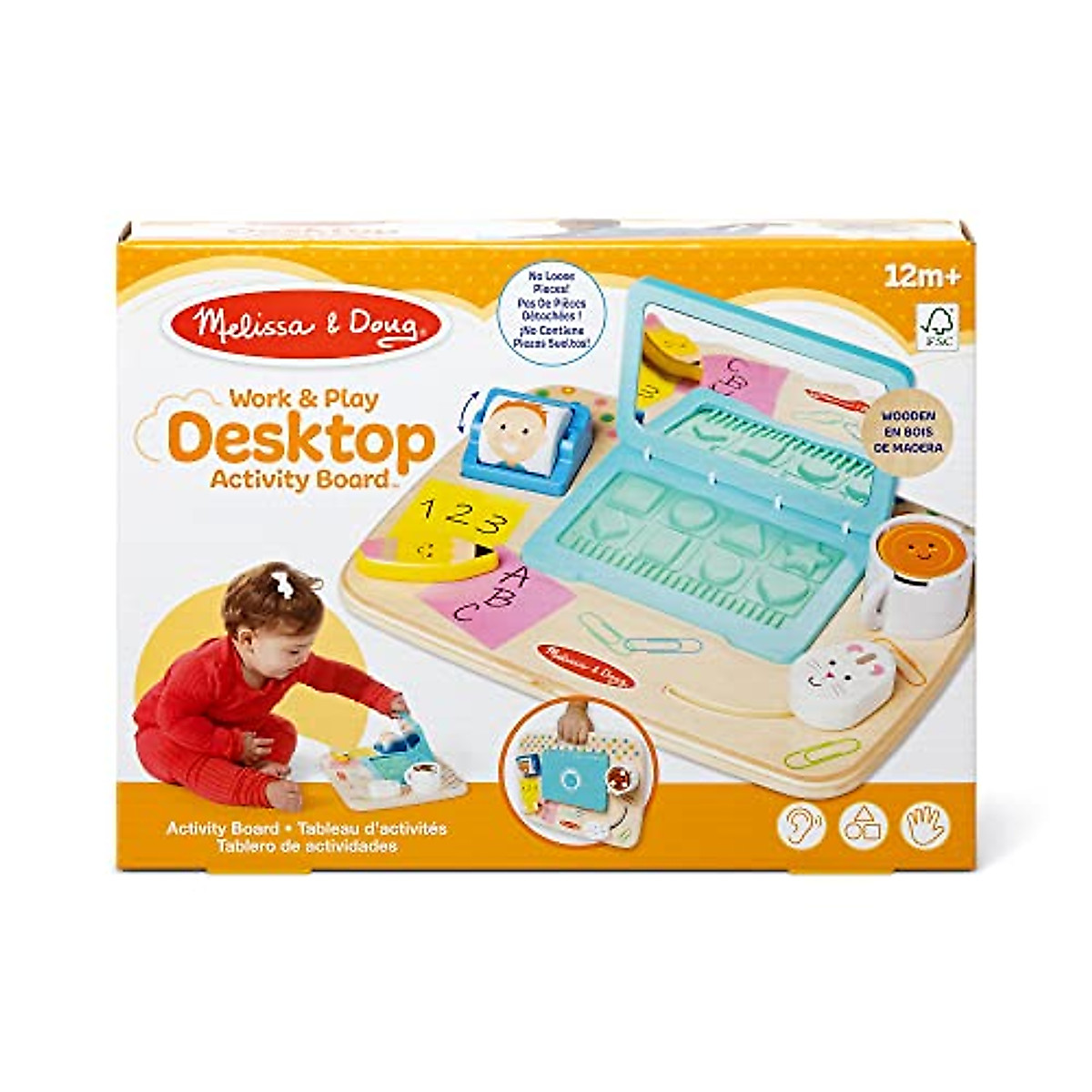 Melissa & Doug Wooden Work & Play Desktop Activity Board Infant and Toddler Sensory Toy