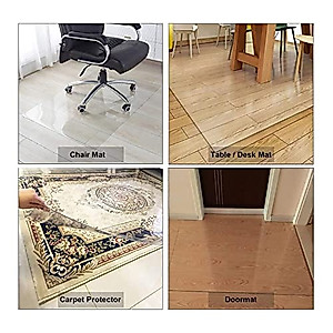 Clear PVC Desk Chair Mat Chair Mat Office Chair Mat/Non Slip Transparent Doormat Protector Chair Mat,1.5mm,Transparent Floor Mat,110/120/130/140/150/160cm Wide,Office Home Chair Mat, for Office & Home