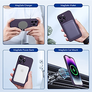 Miracase Designed for iPhone 14 Pro Case, Compatible with Magsafe, 1 Pack Screen Protector, Shockproof Liquid Silicone Rubber Phone Case Cover for 14 Pro 6.1 inch (Purple Magnetic)