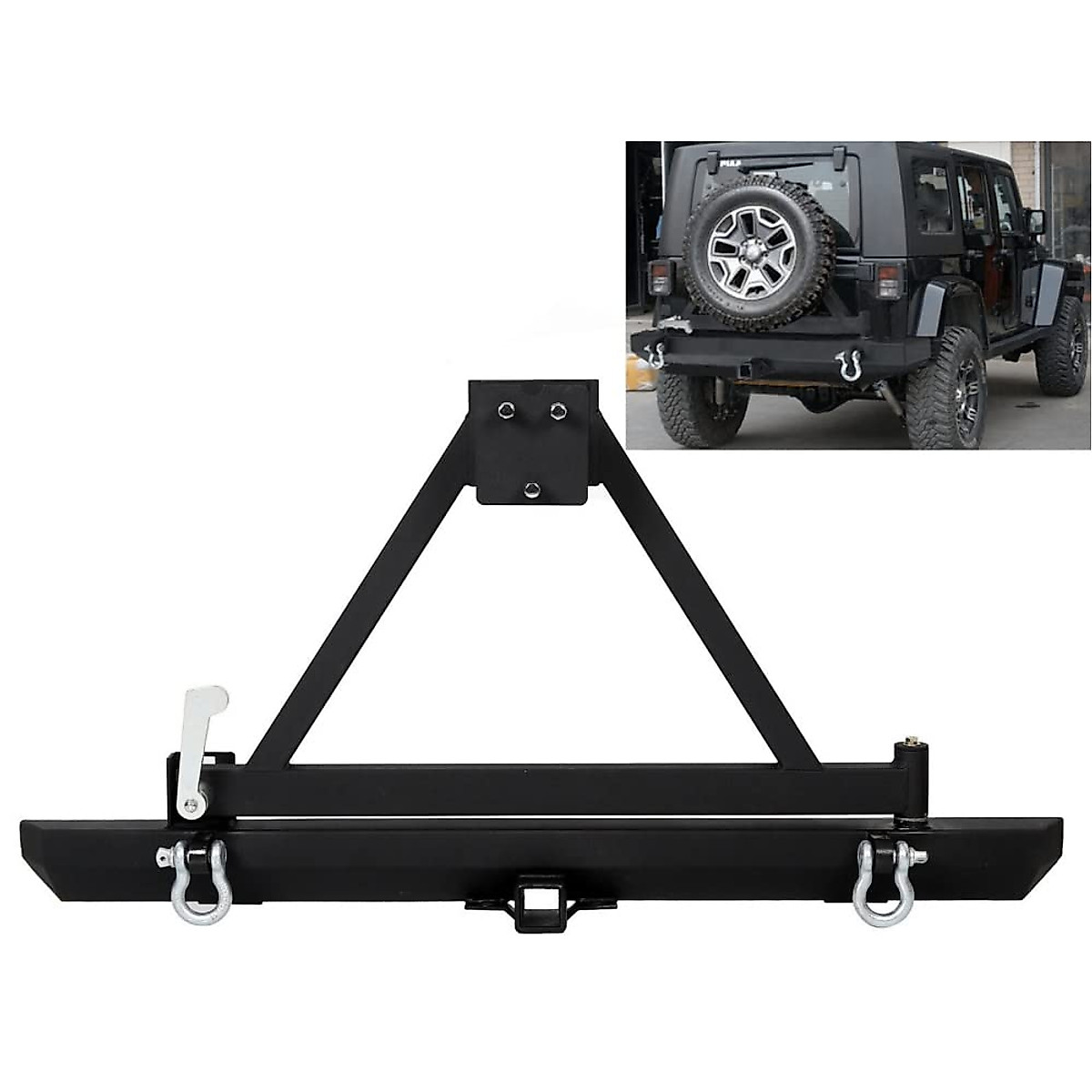 YUFUDE Rear Bumper with Tire Carrier & D-Ring Fits YJ & TJ (Black, Iron Steel),Easy to install,Free return