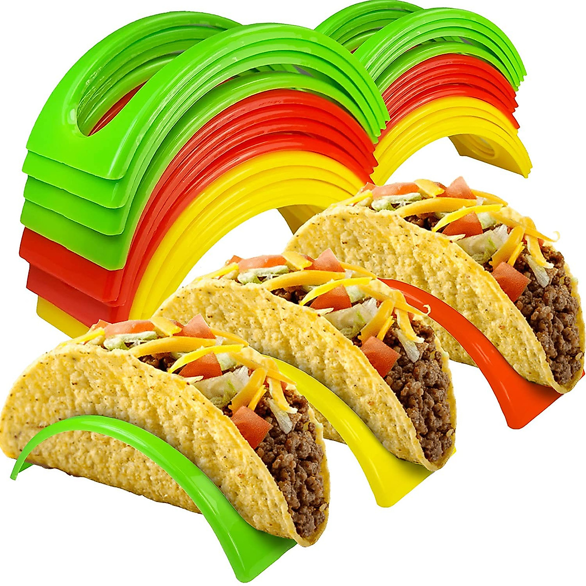 KSEV Salsa Bowls 5" Diameter (Black - 6 Packs) and Non-toxic BPA Free Taco Holder Stand (24 Packs) Combo Best Use For Taco Tuesday, Party Serving and Home Event