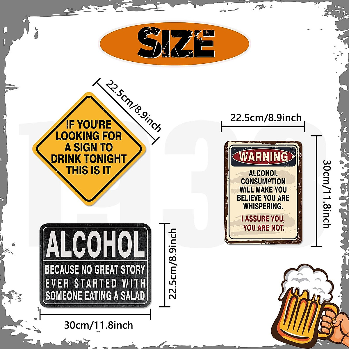 WERNNSAl Beer Party Decorations - 9PCS Beer Party Zone Signs Posters Theme Birthday Party Supplies Beer Bar Wall Art Decor for Home Garden Yard Decorations