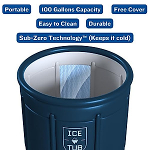 ICE TUB Portable Ice Bath for Athletes with Lid, Pump, Manual, and Anti-Leak Materials: 100 Gallons Cold Water Therapy Tub for Indoors and Outdoors, 5 Layer Cold Plunge Pool