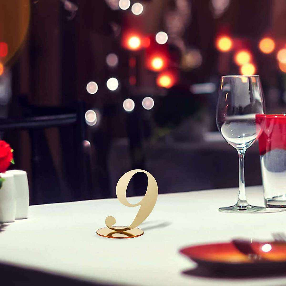 1-15 Acrylic Table Number Decoration Gold Mirror Table Number Signs With Stand Base Table Numbers Cards for Wedding&Party Double Side Mirrored