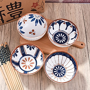 Ceramic Rice Bowls and Chopstick Set of 4,A Good Gift for Friend and Family (RS)