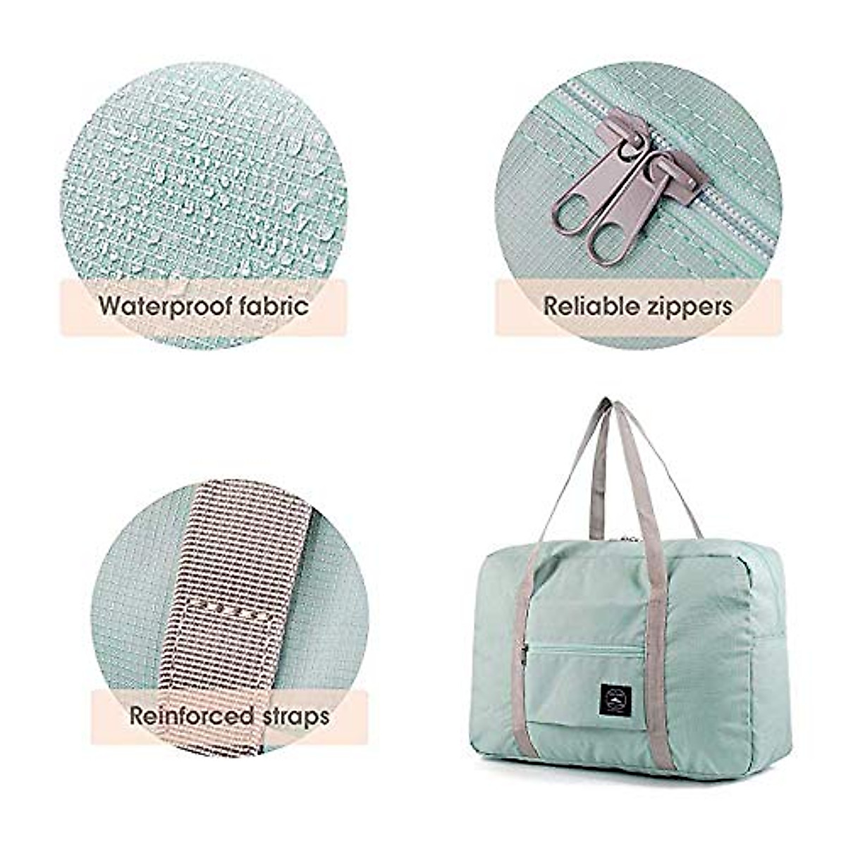 (2 Pack) Foldable Travel Duffel Bag, Waterproof Carry On Luggage Bag, Lightweight Travel Luggage Bag for Sports, Gym, Vacation (Light Blue,Dark Blue)