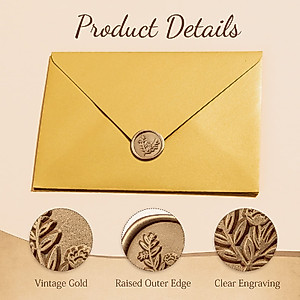 50 Pcs Gold Wax Seal Stickers, Gold Adhesive Envelope Sealing Stickers Decoration for Christmas Gift, Wedding Invitaion, Birthday Party (Eucalyptus Style)