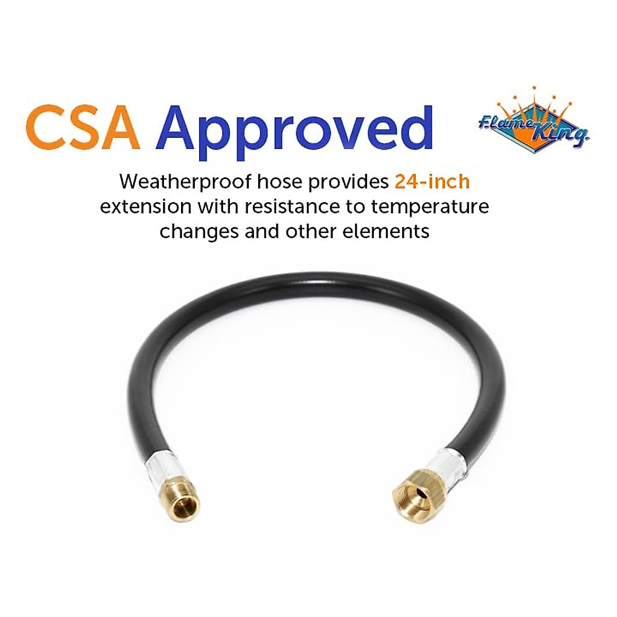 Flame King Propane Thermo Plastic Rubber Hose Assembly, 24-inch, 3/8-inch ID for RVs and Travel Trailers