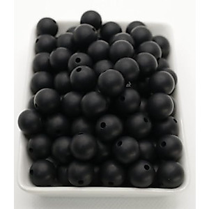 Black Silicone Beads by BLUE RABBIT CO for Keychain Making, Necklace, Bracelet (19mm, Black) Bulk Beads & Bead Assortments, Silicon Beads