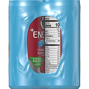 V8 +Energy, Healthy Energy Drink, Natural Energy from Tea, Diet Cranberry Raspberry, 8 Fl Oz (Pack of 6)