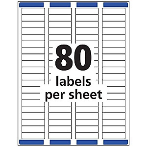 Avery Mailing Address Labels, Inkjet Printers, 10,000 Labels, 1/2 x 1-3/4, Permanent Adhesive, Easy Peel (5 Packs 8167)