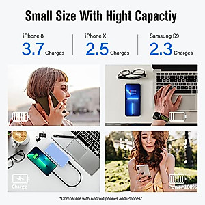 SIXTHGU Portable Charger Power Bank 10000mAh, Dual USB Output with USB C Input, Fast Charging External Battery Pack Compatible for iPhone, Samsung Galaxy, Android Phone,etc