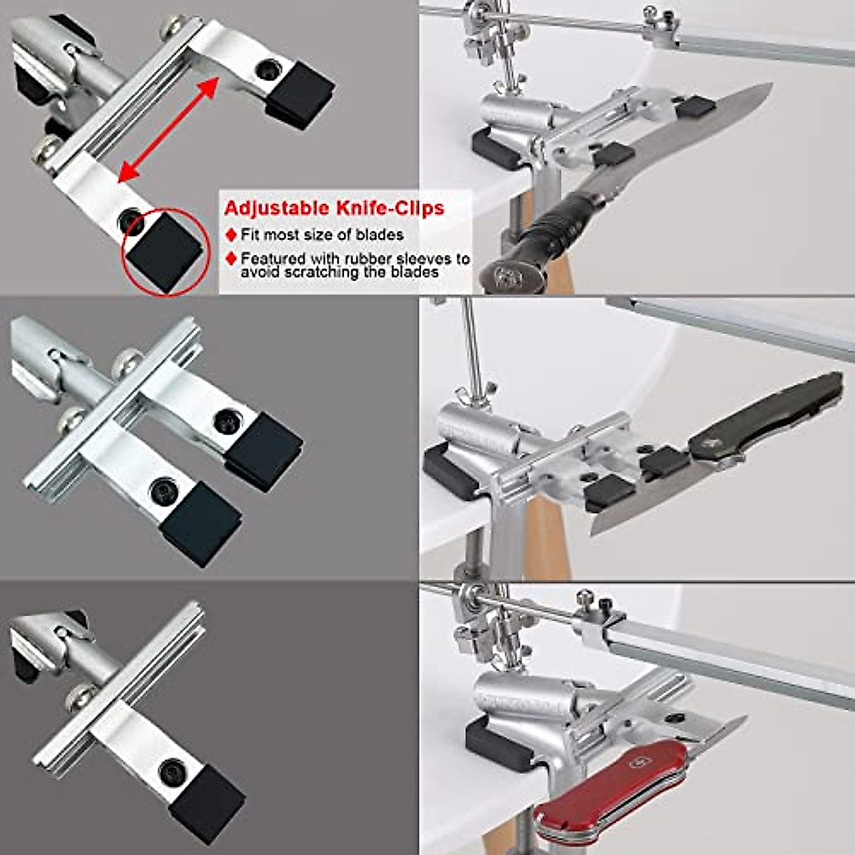 RUIXIN PRO RX-009 Professional Knife Sharpener with 12 Whetstones, 360° Rotation Flip Design Fixed-Angle Stainless Steel Kitchen Chef Knife Sharpening Kit Holding System Tools