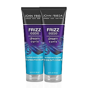 John Frieda Anti Frizz, Frizz Ease Dream Curls Curly Hair Conditioner, SLS/SLES Sulfate-Free, for Natural Curly Hair, 8.45 Fl Oz, 2 Pack