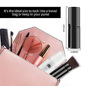 Falliny Retractable Foundation Makeup Brushes, Travel Flat Top Kabuki Powder Brush Portable Liquid Foundation Brush with Cover Perfect for Blending Liquid, Cream or Flawless Powder Cosmetics