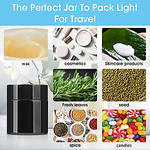 SKMZ 12PCS UV Protection Small Glass Jars With Lids Reusable 5ml Black Food Glass Bottle Mini Airtight Container For Oil Salve leaf Storage 1 Wax Carving Tools - 5g black