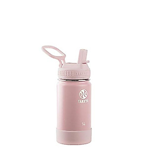 Takeya Actives Kids Insulated Stainless Steel Water Bottle with Straw Lid, 14 Ounce, Blush & Actives Insulated Stainless Steel Water Bottle with Straw Lid, 32 Ounce, Blush