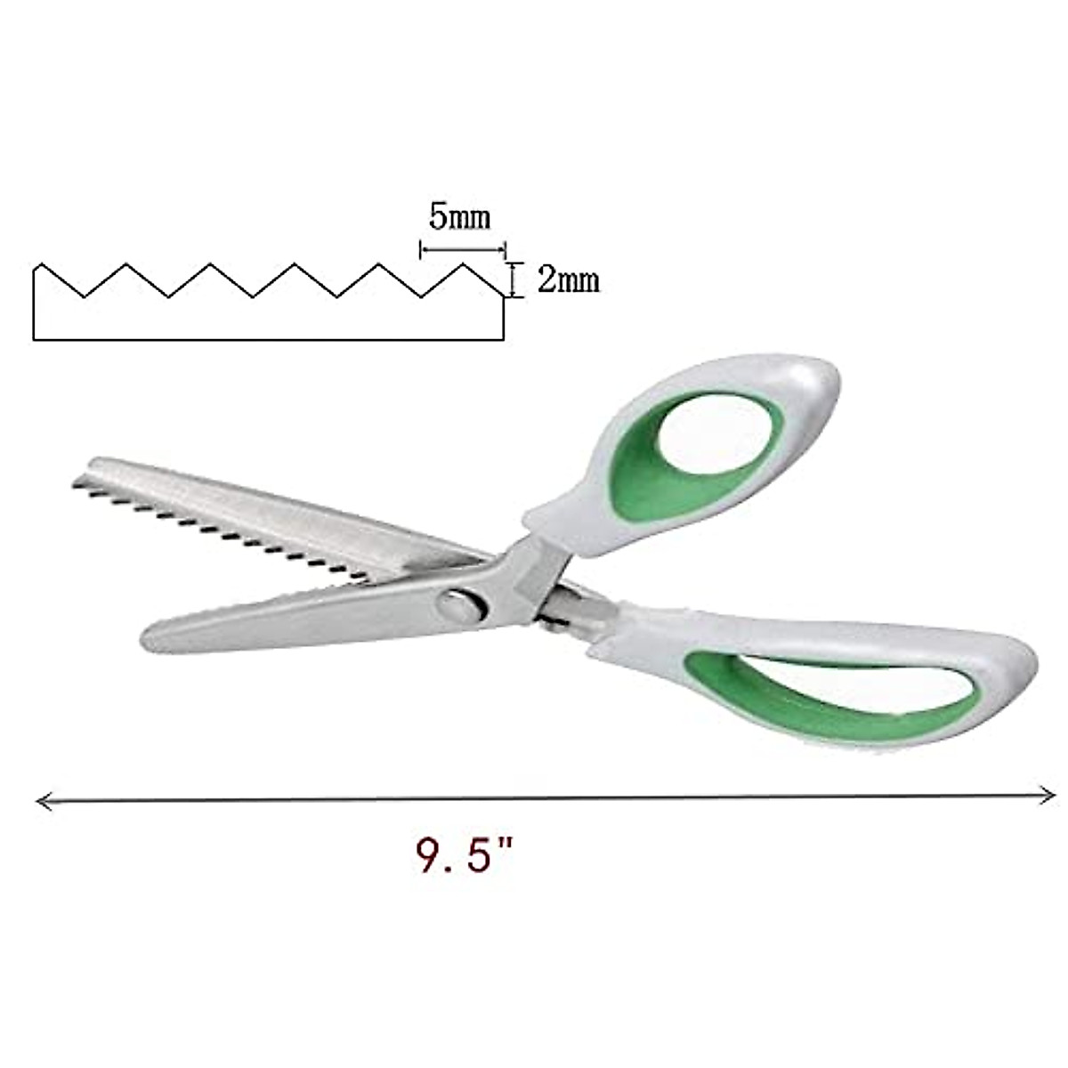 JISTL Green Pinking Shears Comfort Grips Professional Dressmaking Pinking Shears Crafts Zig Zag Cut Scissors Sewing Scissors,Professional Handheld Dressmaking