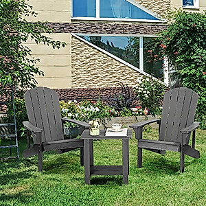 Leteuke Outdoor Side Table, Weather Resistant Outdoor Side Tables for Patio, Poly Lumber Adirondack Table, Rectangular Double Tier End Table for Backyard, Pool, Lawn, Beach, Indoor, Gray