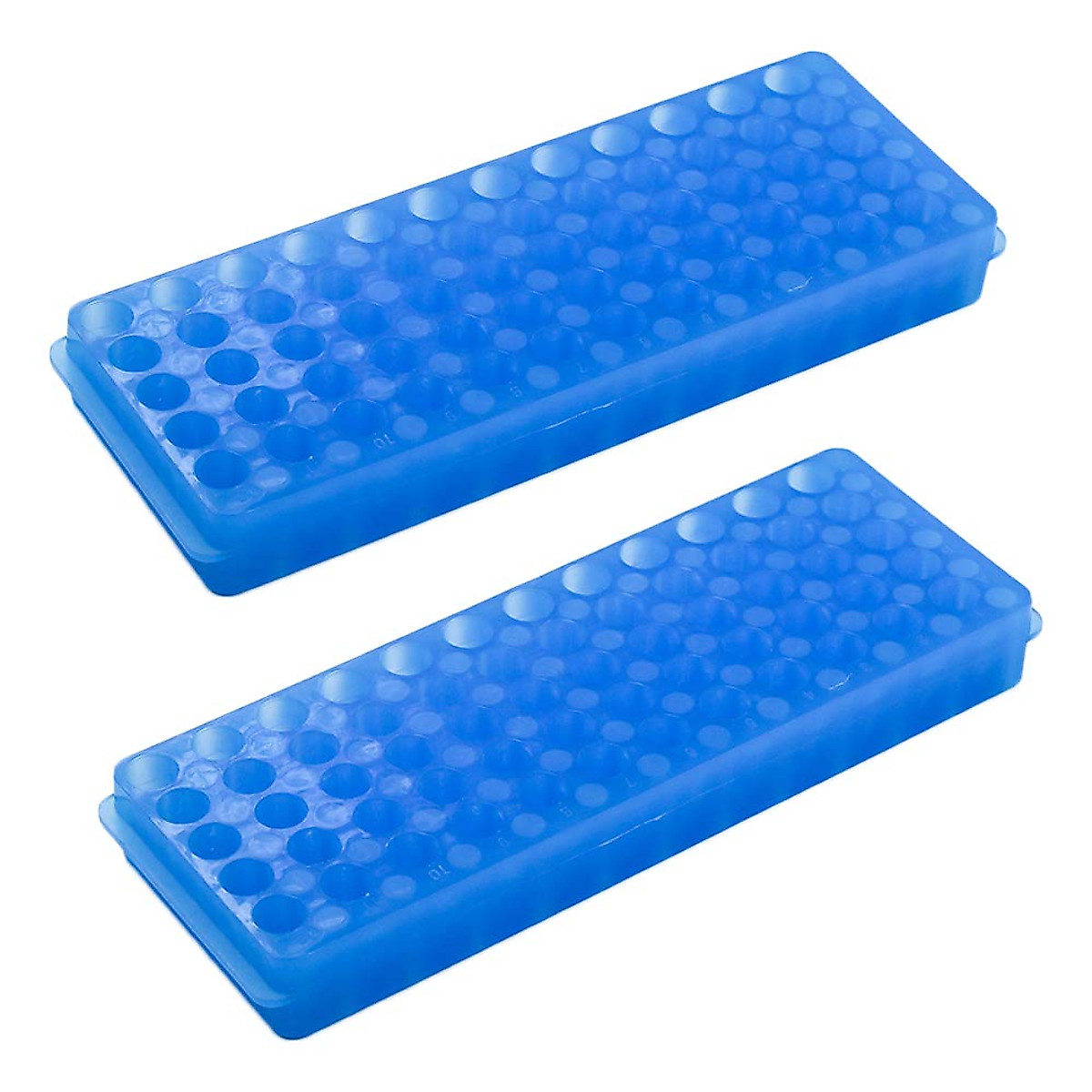 Dahszhi 2Pcs PCR Tube Rack, Double Panel Microcentrifuge Test Tube Rack Holder for 0.5ml 1.5ml 2ml Test Tube, 60-Well, Blue