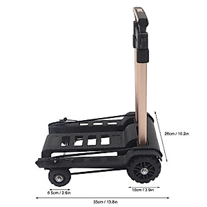 Natudeco Shopping Trolleys Heavy Duty Folding Hand Trolley with 4 Silent Wheels Adjustabled Pull Cart for Luggage Shopping 88lb Load Capacity