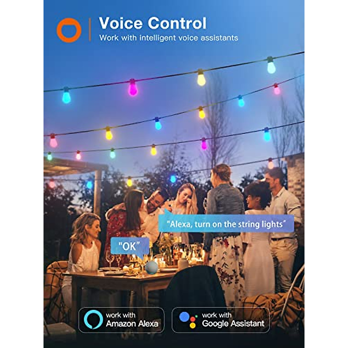 addlon 96FT Outdoor String Lights, Dimmable Outdoor Lights with Remote & APP Control, Patio Lights with 30 Waterproof Shatterproof LED Bulbs, Smart RGB String Lights Outsides Work with Alexa for Patio