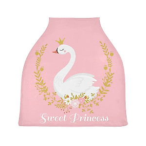Cute Swan Princess Baby Car Seat Covers Canopy Nursing Cover Breastfeeding Scarf Soft Breathable Stretchy Coverage Infant Stroller Cover Multi Use for Boys Girls Babies