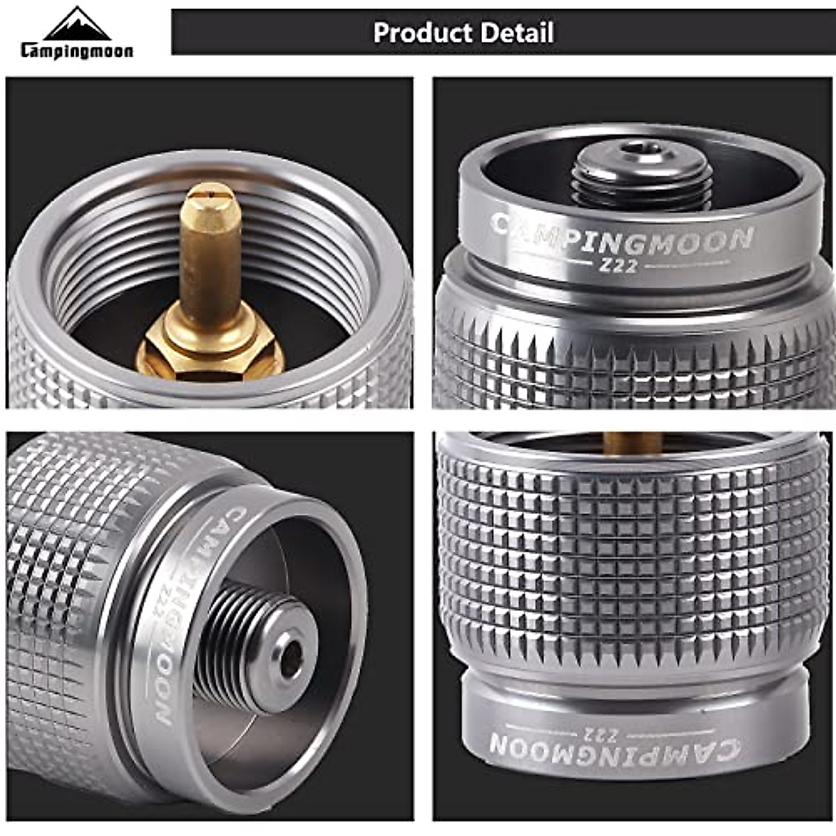CAMPINGMOON Small Propane to Butane Adapter, Input: 16oz/1Lb small Propane Canister, Output: EN417 Lindal Valve Z22 (Silver)
