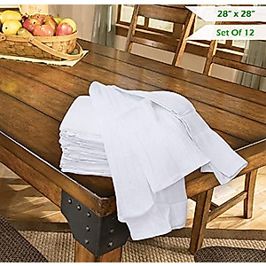 Flour Sack Kitchen Towels (White,12 Pack) 100% Cotton,28x28 Inch Cloth Napkin, Bread wrapper, Cheesecloth, Multi Purpose Kitchen Dish Towels,Bar Towels, Extremely Absorbent & Sturdy By Excellent Deals