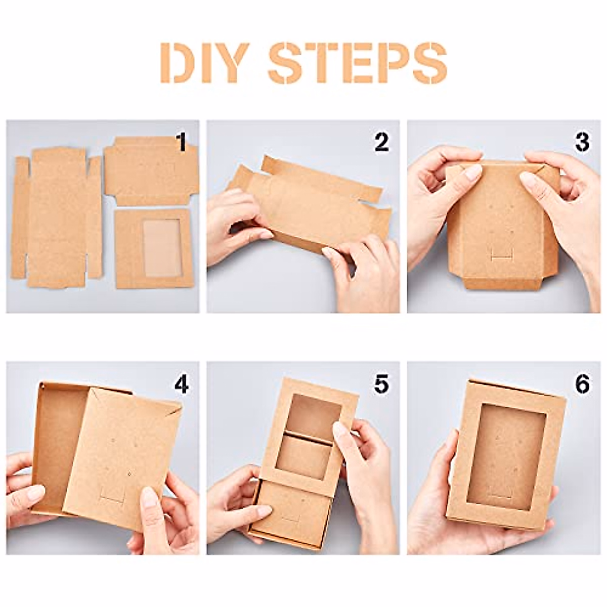 FINGERINSPIRE 16sets 4.5x3.4x1 Inch Jewelry Display Kraft Paper Drawer Box with Clear Window, Jewelry Necklace Boxes Ring Earring Jewelry Gift Boxes in Bulk for Earing Pendants Rings Storage Display