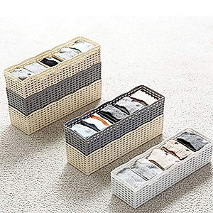 BYyushop Storage Basket Clothes Storage Plastic 5 Grids Socks Underwear Storage Basket Wardrobe Organizer Box Towel Container - White