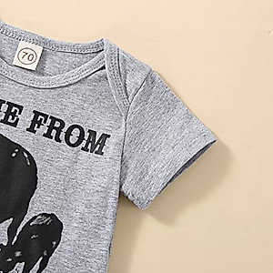 3PCS Newborn Baby Boy Clothes Western Cowboy Letter Printed Bodysuit Romper Pants Hats Coming Home Outfits (Come Good Stock Summer, 0-3 Months)