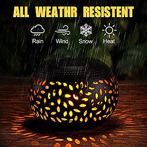 2 Pcs Solar Table Lantern Outdoor Waterproof Flickering Flame Solar Powered LED Light Black Decorative Metal Outdoor Lamp for Outside Indoor Desk Tabletop Bedroom Patio Garden Pathway Yard