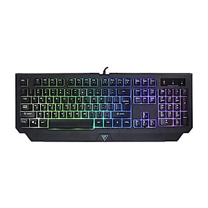 Gaming Keyboards Black Membrane Gaming Keyboard,104 Keys Laser US Layout * Metal Included,Keycaps and Space Backlight,Lighting with Rainbow Color