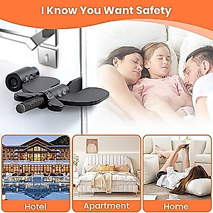 Portable Door Lock Home Security Hotel Door Locks for Travelers Door Safety Locks from Inside Bedroom Apartment Security Travel Gifts Essentials Black