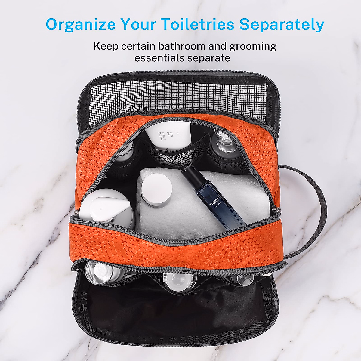 Travel Toiletry Bag Nylon, Gonex Dopp Kit Shaving Bag Toiletry Organizer Orange