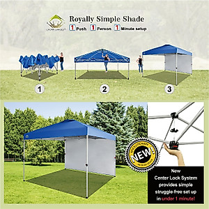 CROWN SHADES Canopy Tent, 10 x 10 Foot Portable Pop Up Outdoor Gazebo with 1 Sidewall, Easy 1 Push Center Lock, UV Protection, and Carry Bag, Blue