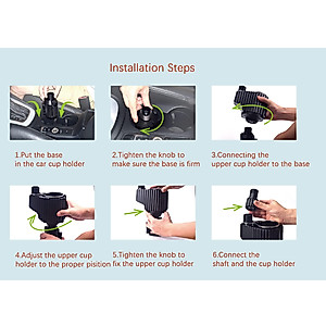 Vacallity Multifunctional Car Cup Holder Tray for Car Cup Holder Expander Table, Dual Cup Holder with Food Tray Adjustable Base for Road Trip Essentials Car Accessories, Fits Large Bottles Mugs