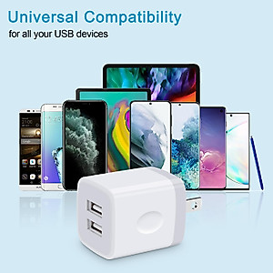 USB Wall Charger,Charging Block,5Pack 2.1A Quick Dual Port Plug Charger Box Cubes for iPhone 16 15 14 13 12 11 Pro Max XR 8 7 6 Plus,Samsung Galaxy S24 S23 S23+ S22 S21 Ultra S10 S20 Plus A14 A15 A33