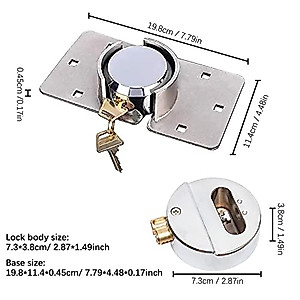 BJTDLLX 2pcs Van Door Lock & Hasp Set, Hidden Shackle Garage Shed Door Master Lock Security Padlock, Heavy Duty Steel Trailer Door Lock Cargo Van Lock Hasp Padlock Kit 73mm with 2Locks and 4Keys
